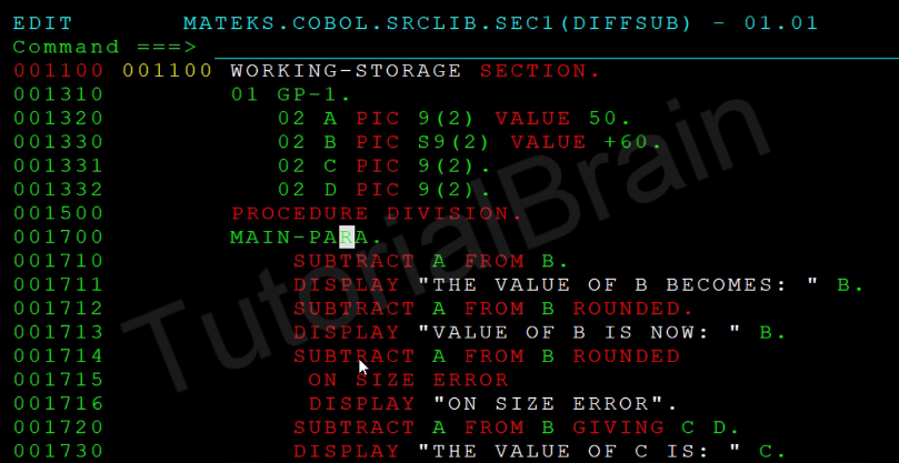 Cobol Arithmetic Operations Tutorial Tutorialbrain