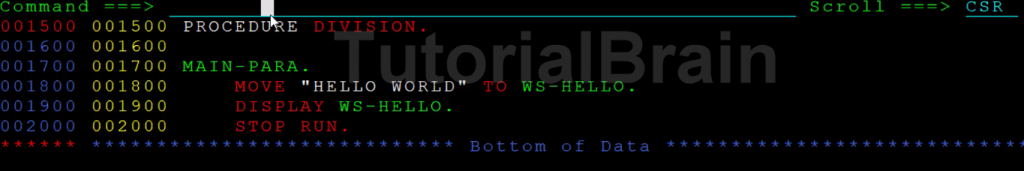Structure of COBOL Program Example — TutorialBrain Structure of COBOL Program Example — TutorialBrain