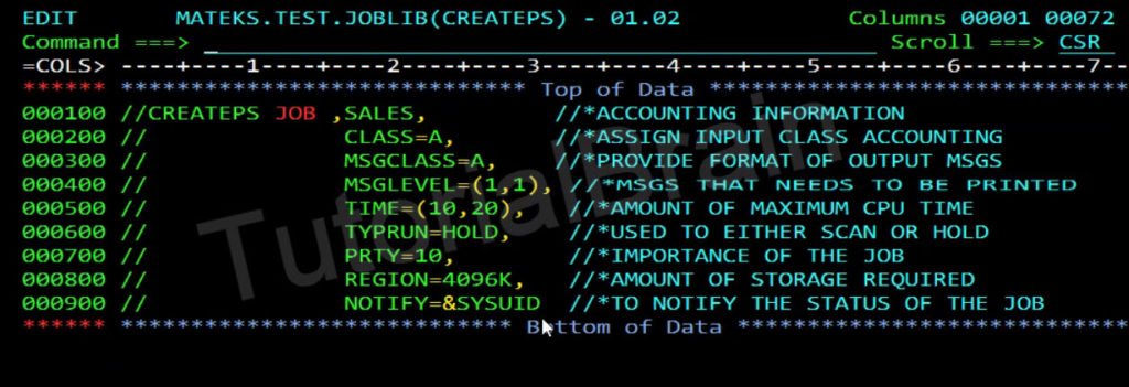 JCL JOB Statement — Positional and Keyword Parameters — TutorialBrain