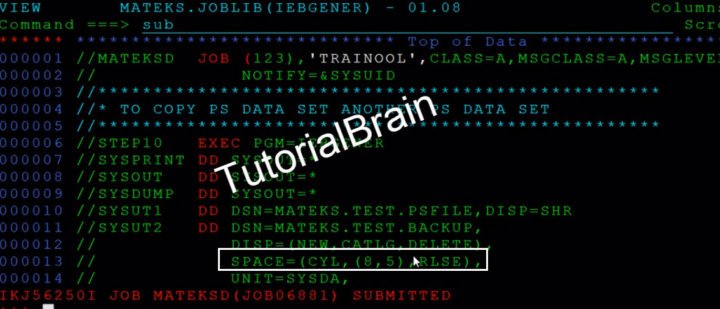 JCL SPACE Parameter — TutorialBrain