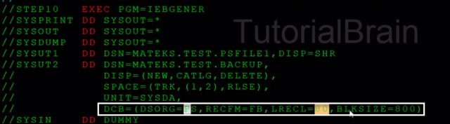 JCL DCB Parameter — TutorialBrain