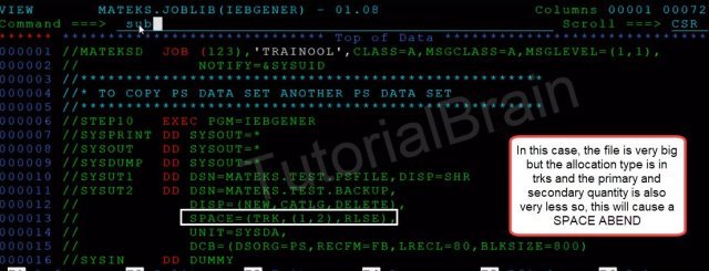 JCL SPACE Parameter — TutorialBrain