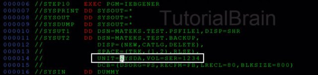 JCL UNIT and VOLUME Parameter — TutorialBrain