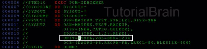 JCL UNIT and VOLUME Parameter — TutorialBrain