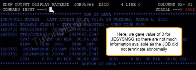 JCL MSGLEVEL Parameter Example— TutorialBrain