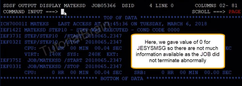 JCL MSGLEVEL Parameter Example— TutorialBrain