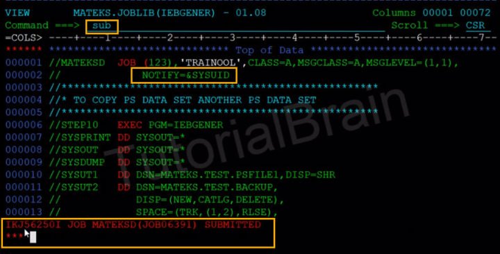 JCL NOTIFY Parameter — TutorialBrain
