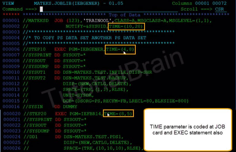 JCL TIME Parameter — TutorialBrain