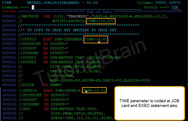 JCL TIME Parameter — TutorialBrain
