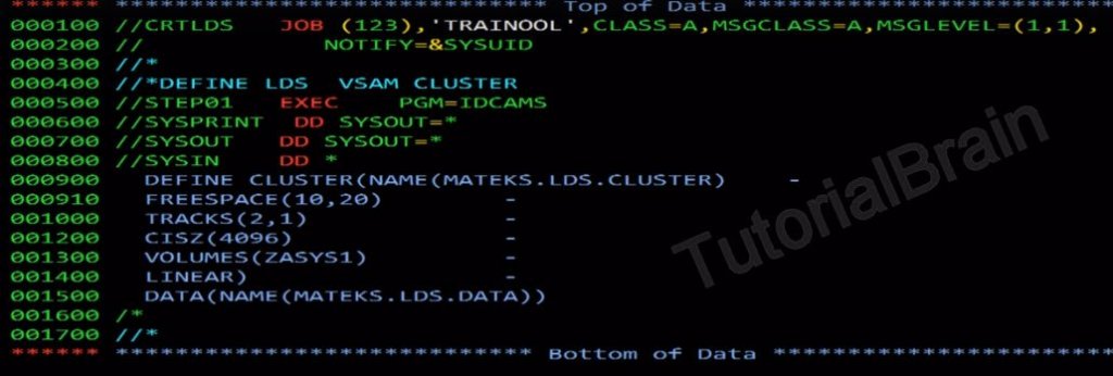VSAM LDS How to Create VSAM LDS — TutorialBrain