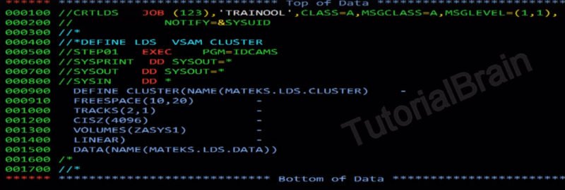 VSAM LDS How to Create VSAM LDS — TutorialBrain