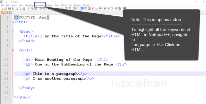 HTML Getting Started — TutorialBrain