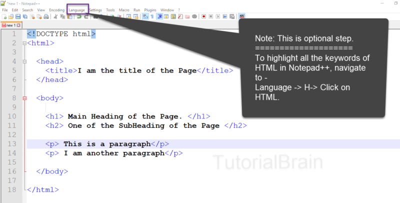 HTML Getting Started — TutorialBrain