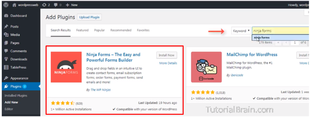 How to use Ninja Form Plugins — TutorialBrain