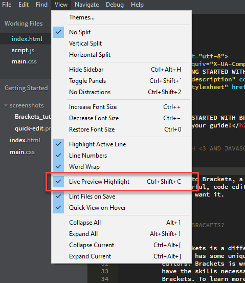 Brackets Live Preview Tutorialbrain