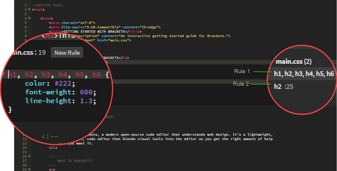 Brackets Quick Edit — TutorialBrain