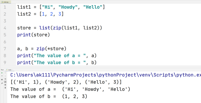 Python Zip — TutorialBrain