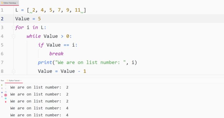 Python Break — TutorialBrain