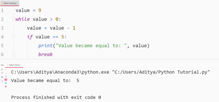 Python Break — TutorialBrain