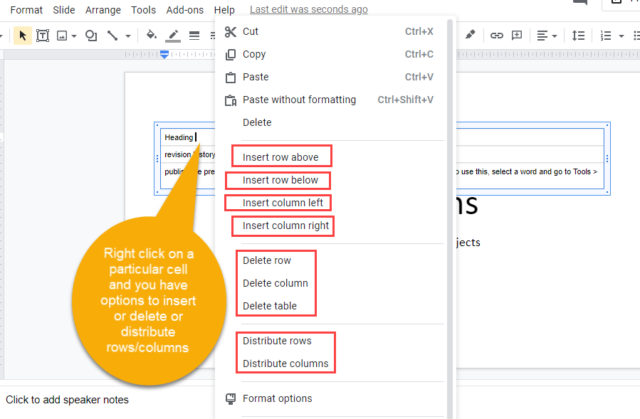 Google Slides - Insert Table — TutorialBrain