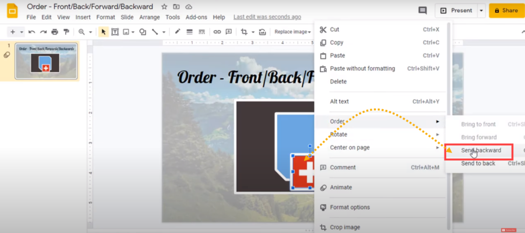 Google Slides - Bring to Front or Forward & Send to Back or Backwards — TutorialBrain