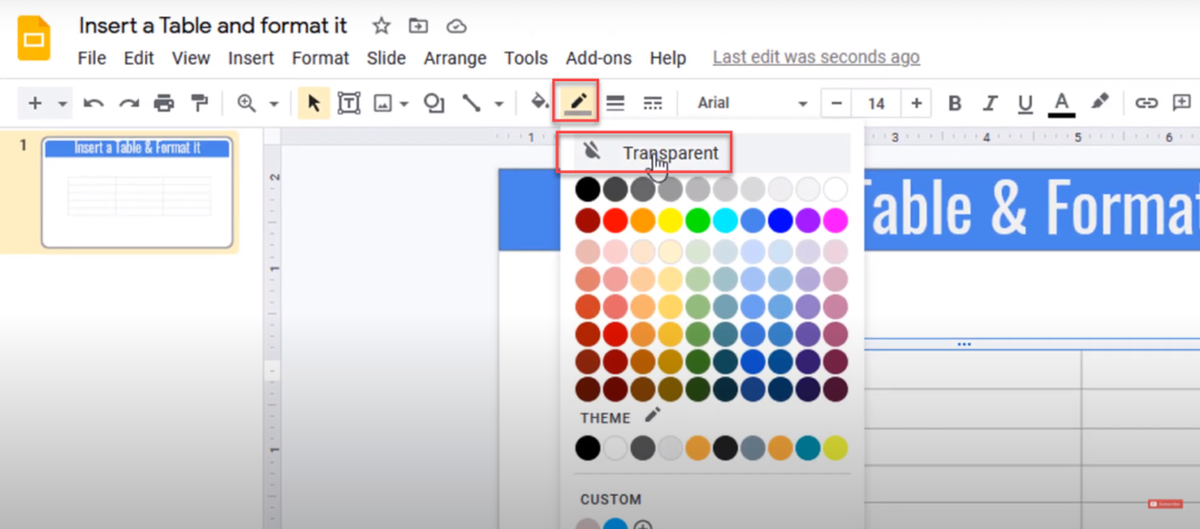 Google Slides - Insert Table — TutorialBrain
